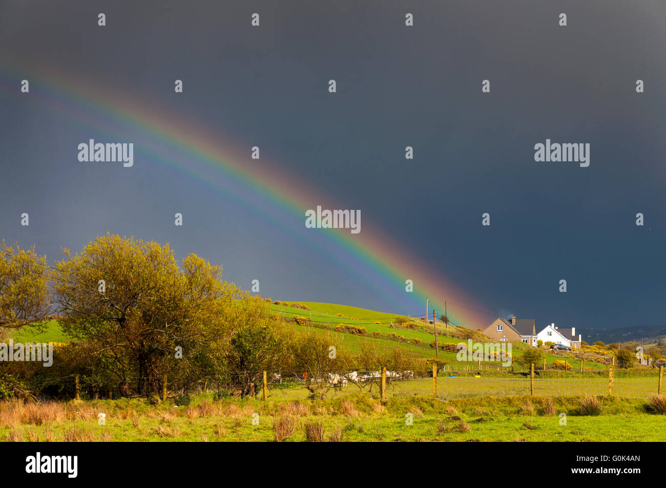 Ardara, County Donegal, Ireland weather. 2nd May 2016. A rainbow ...