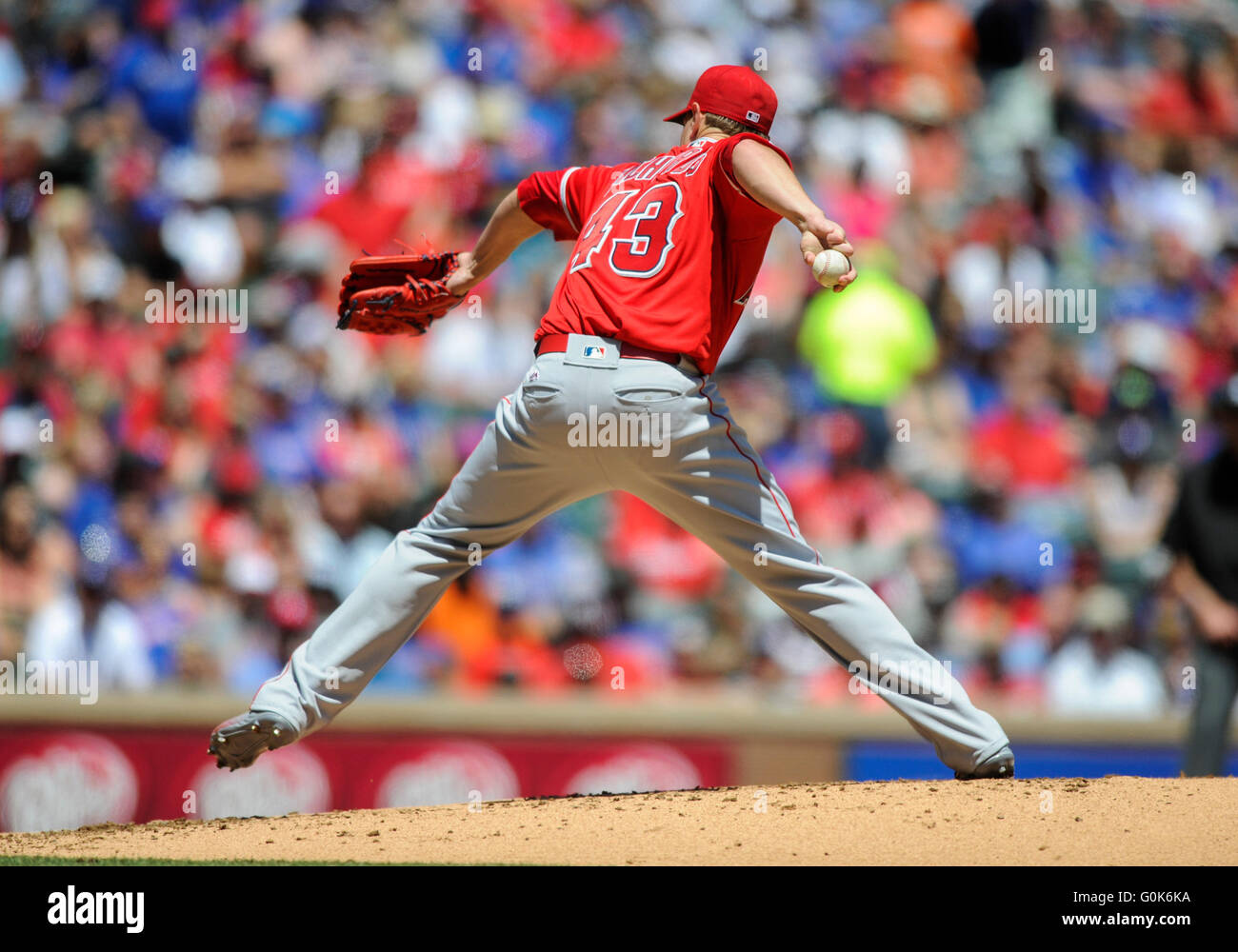 May 01, 2016: Los Angeles Angels starting pitcher Garrett Richards #43 ...