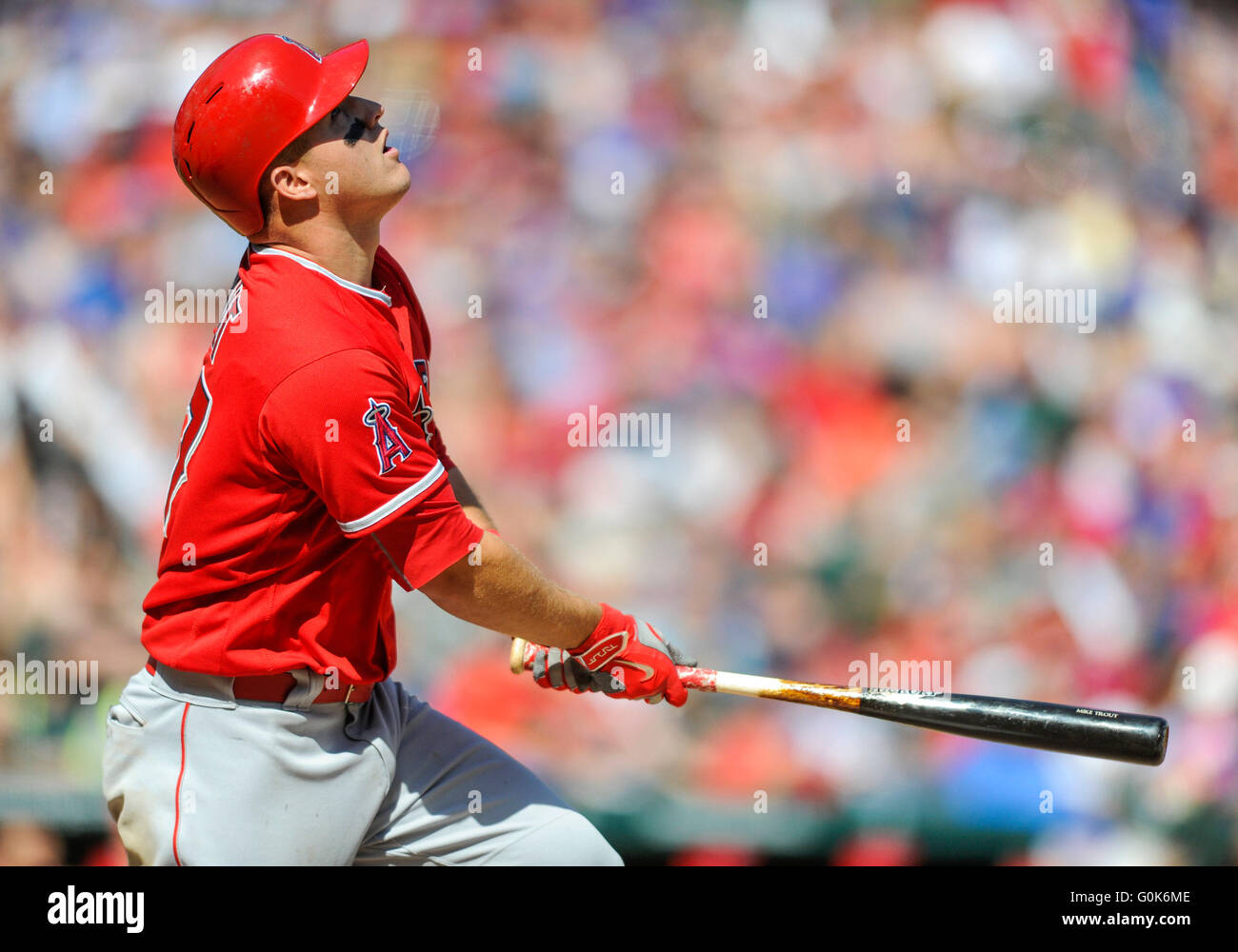 May 01, 2016: Los Angeles Angels center fielder Mike Trout #27 during ...
