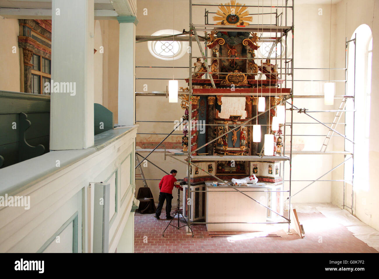 Wiedersberg, Germany. 30th Apr, 2016. View of the pulpit altar at ...
