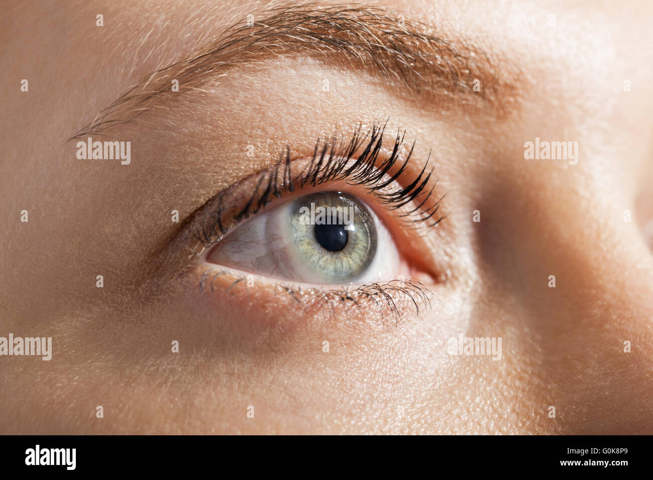 Close up Woman Eye Looking Up Stock Photo - Alamy