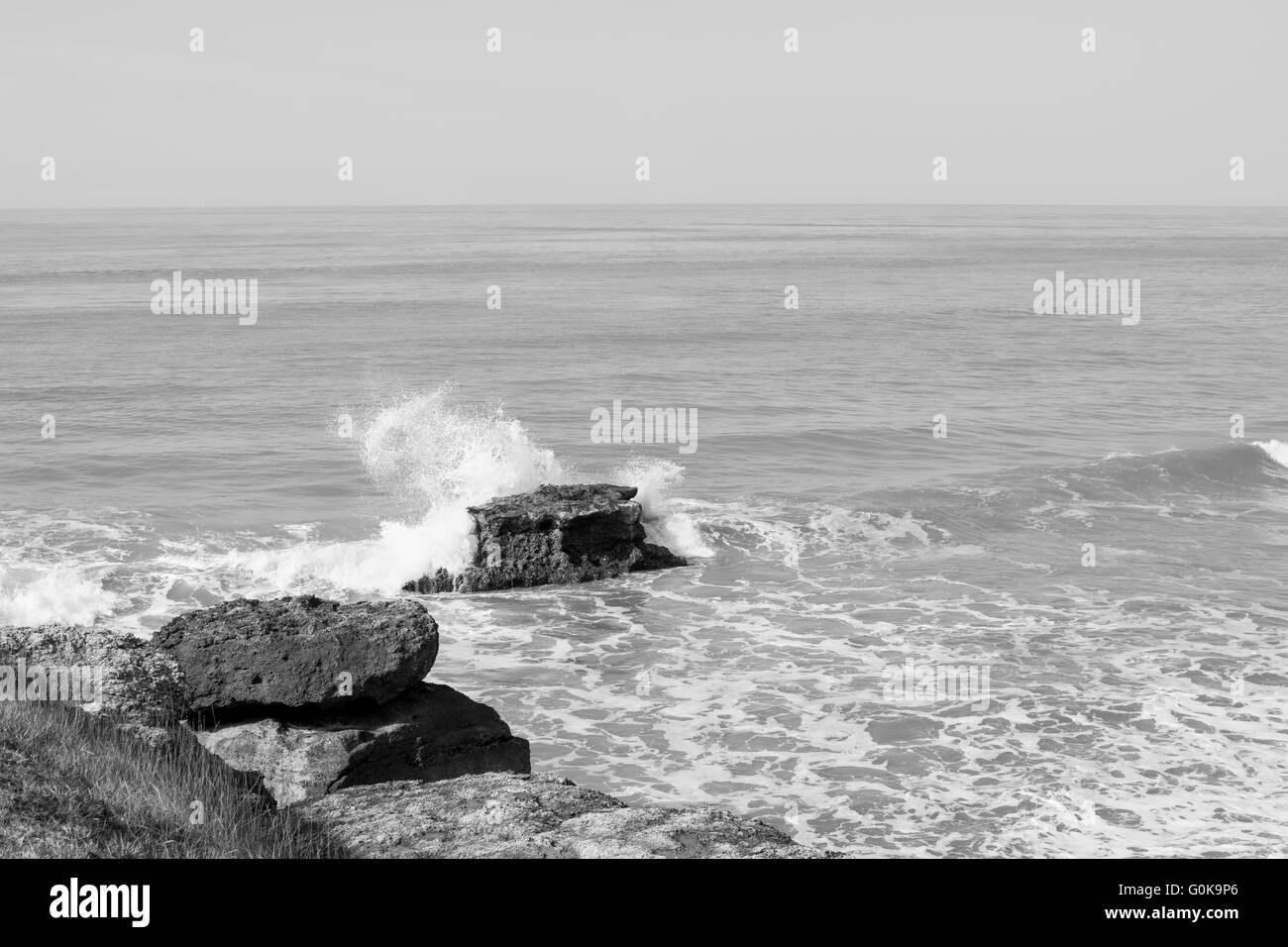 Sea rock on ocean Black and White Stock Photos & Images - Alamy