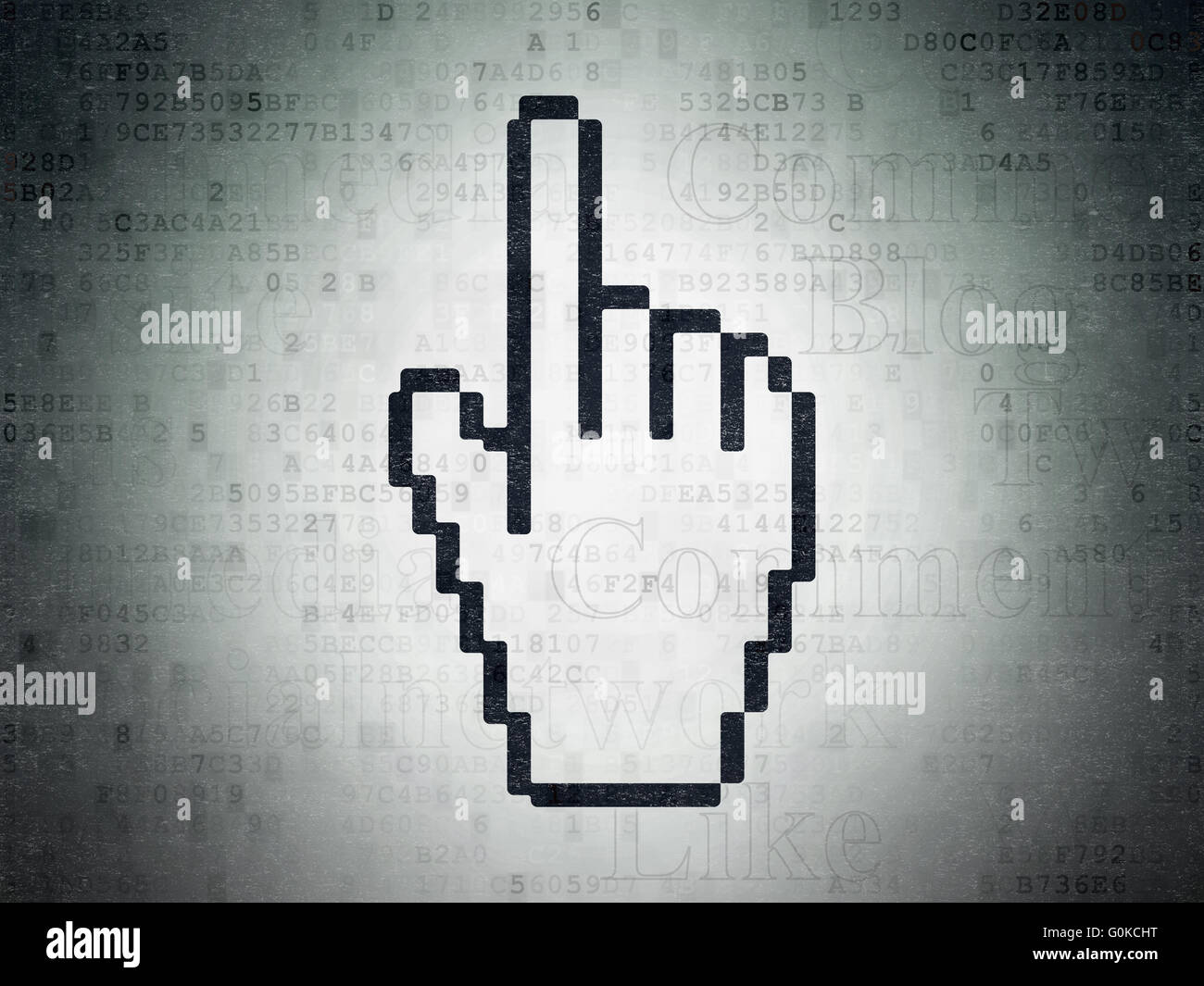 Social network concept: Mouse Cursor on Digital Data Paper background ...