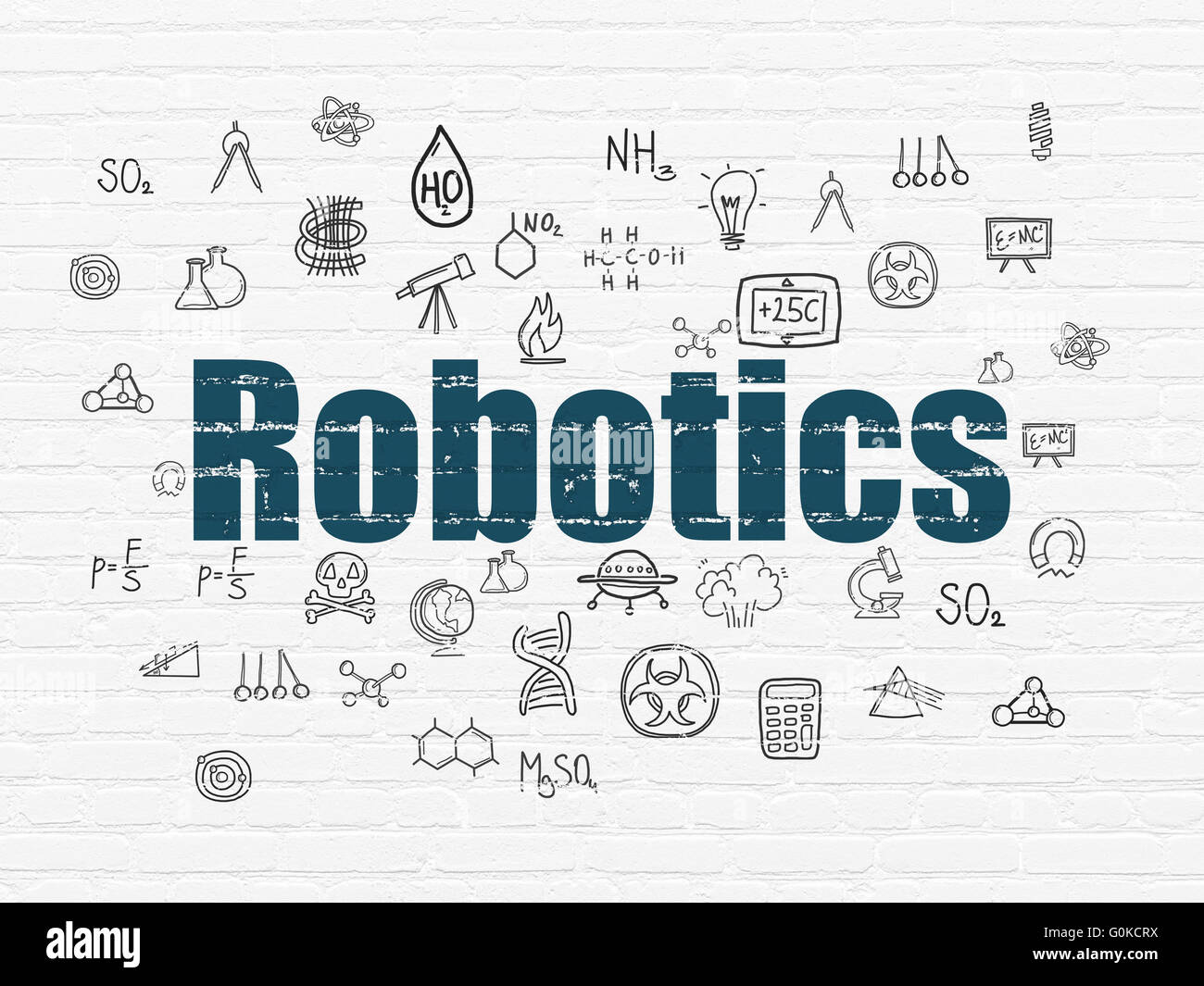 Science concept: Robotics on wall background Stock Photo - Alamy