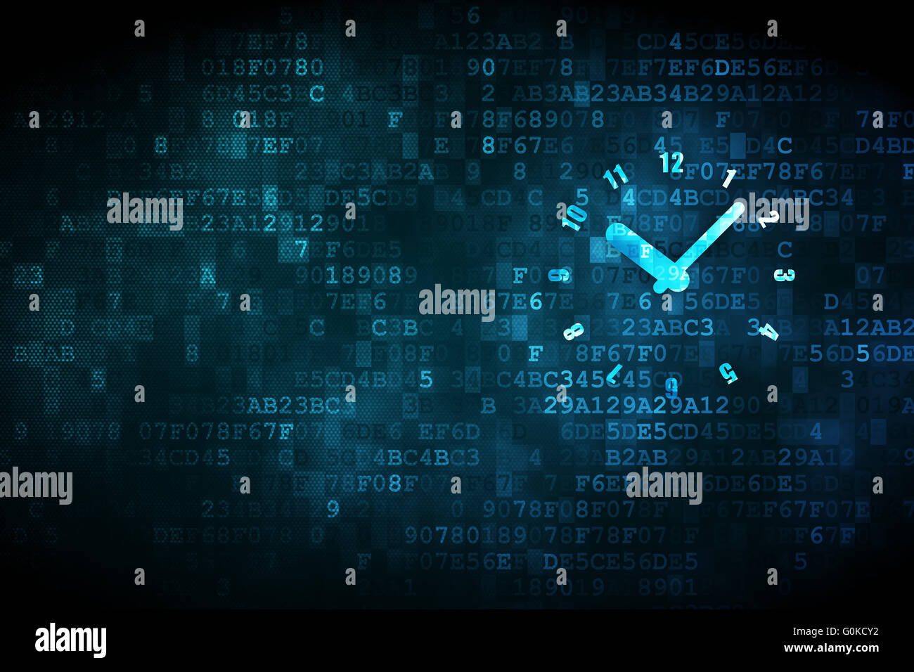 Timeline concept: Clock on digital background Stock Photo - Alamy