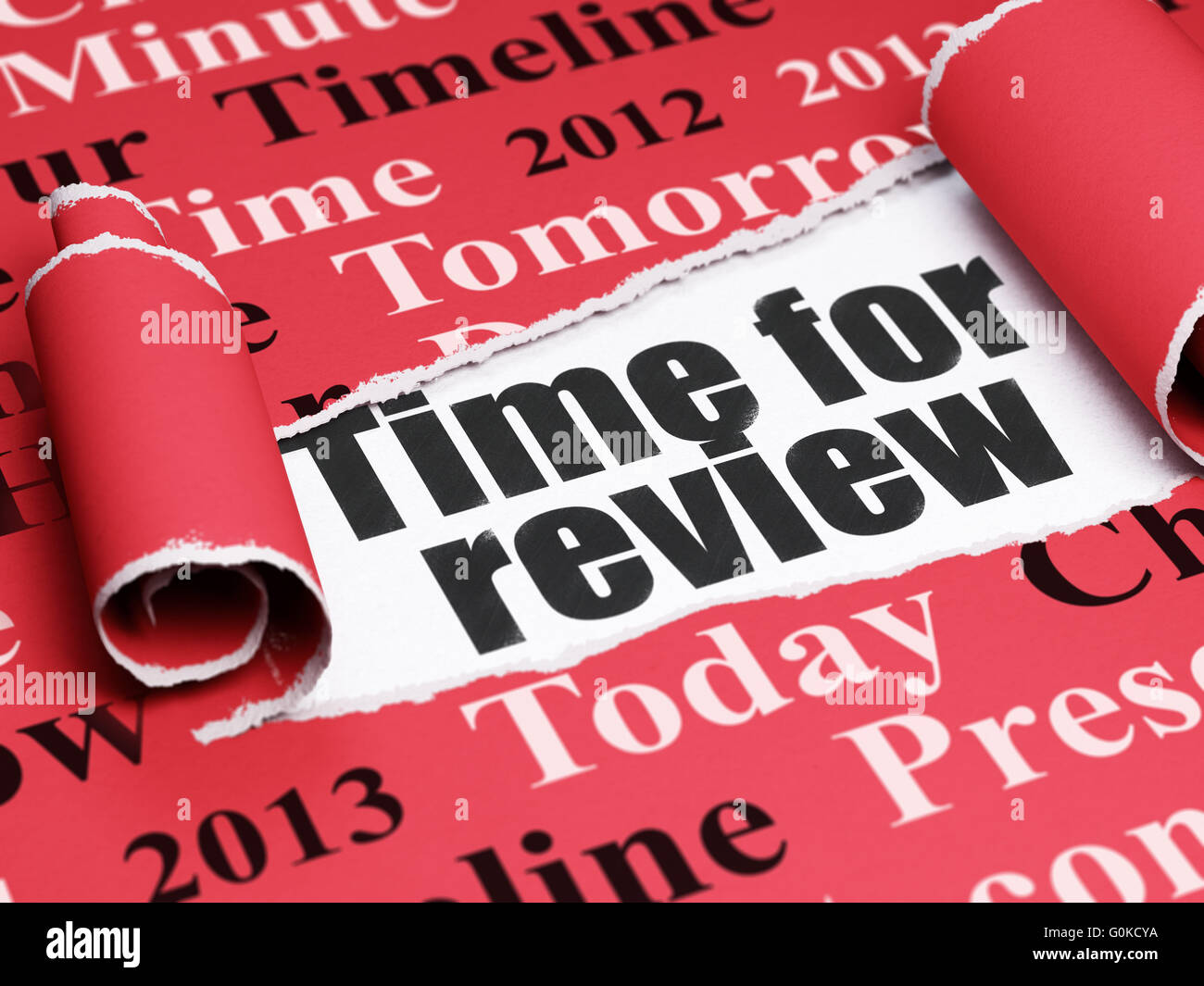 Time concept: black text Time for Review under the piece of torn paper ...