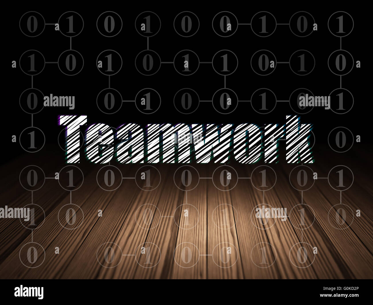 Business concept: Teamwork in grunge dark room Stock Photo - Alamy