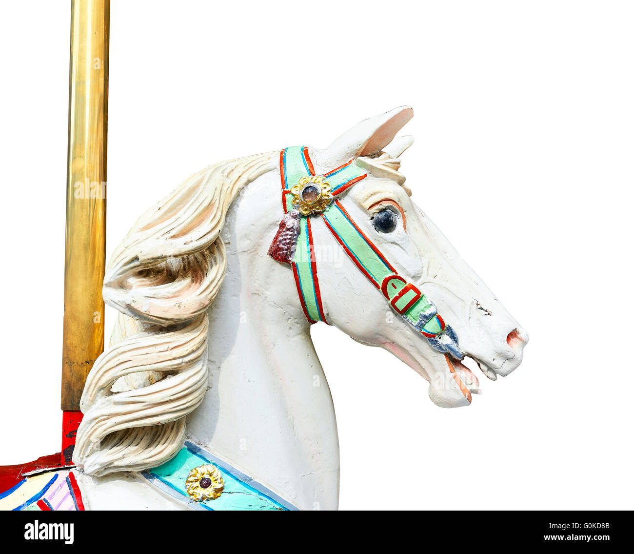 Head of a classic carousel horse isolated on white with clipping path ...