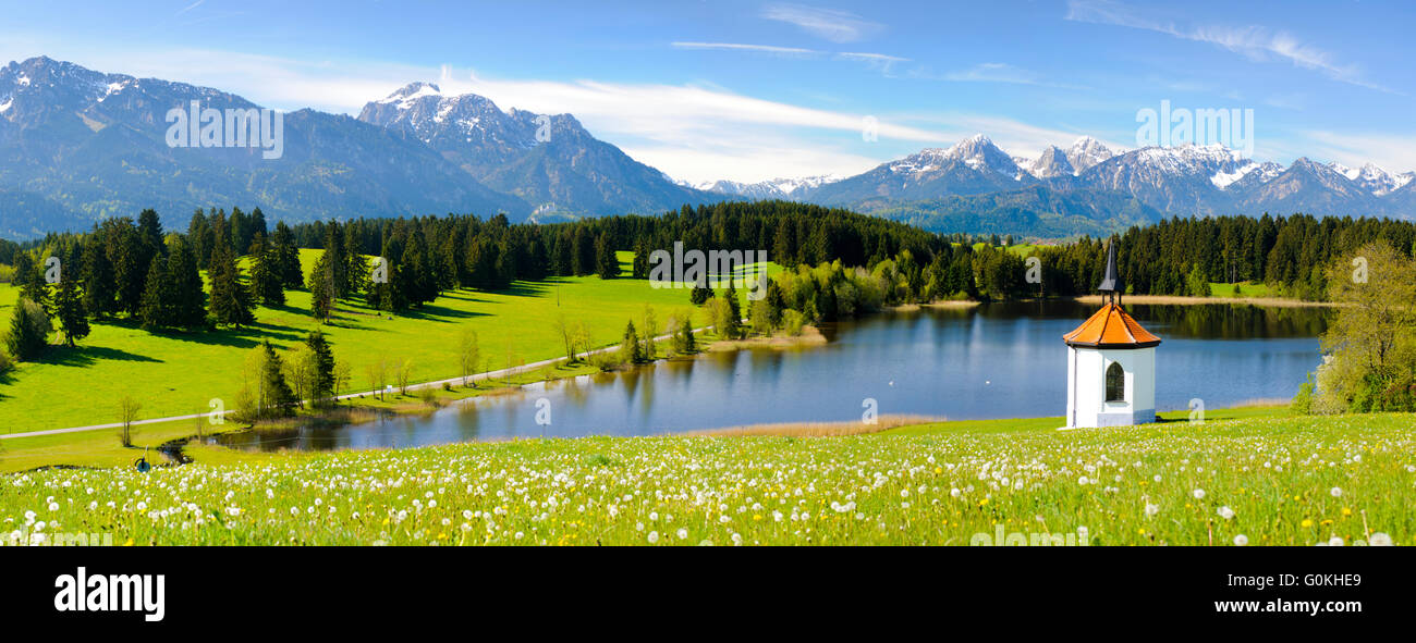 panorama landscape in Bavaria with lake and alps mountains Stock Photo ...