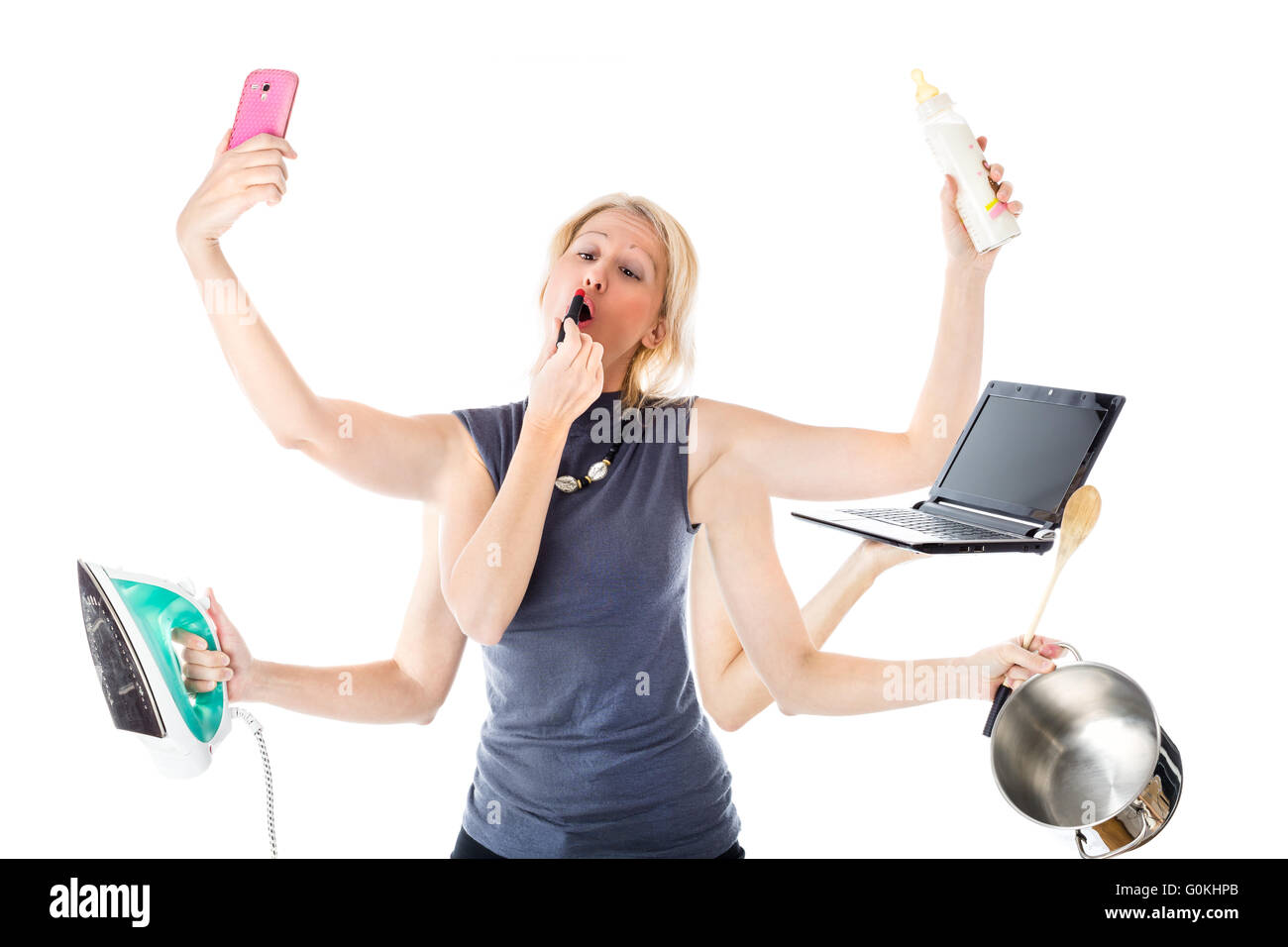 the Multitasking Woman Stock Photo - Alamy