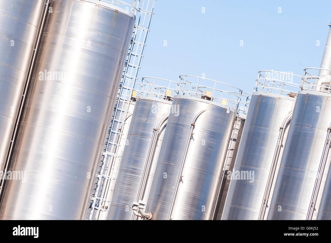 Detail of chemical plant, silos and pipes Stock Photo - Alamy
