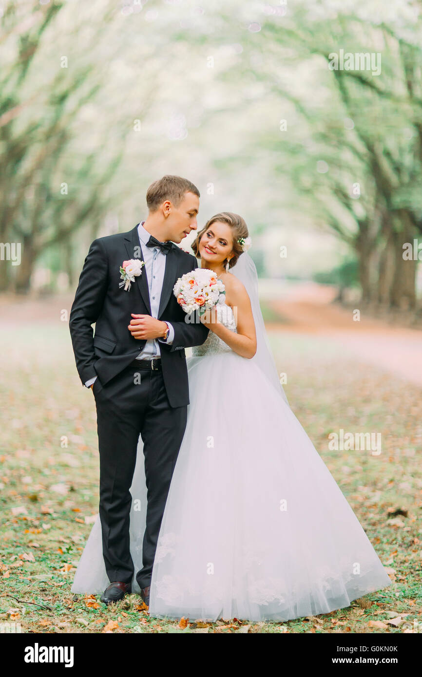Romantic Wedding Couple Poses Standing