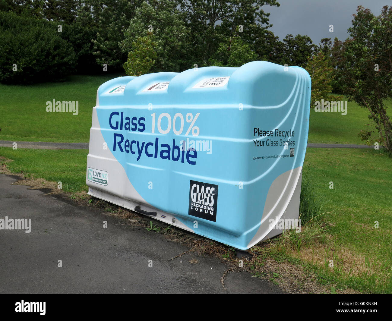 Glass recycling bin in New Zealand Stock Photo - Alamy