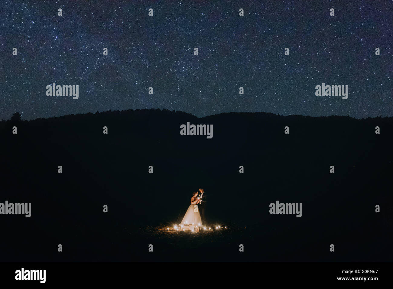 Couple Silhouette Kiss Night Sky High Resolution Stock Photography and ...