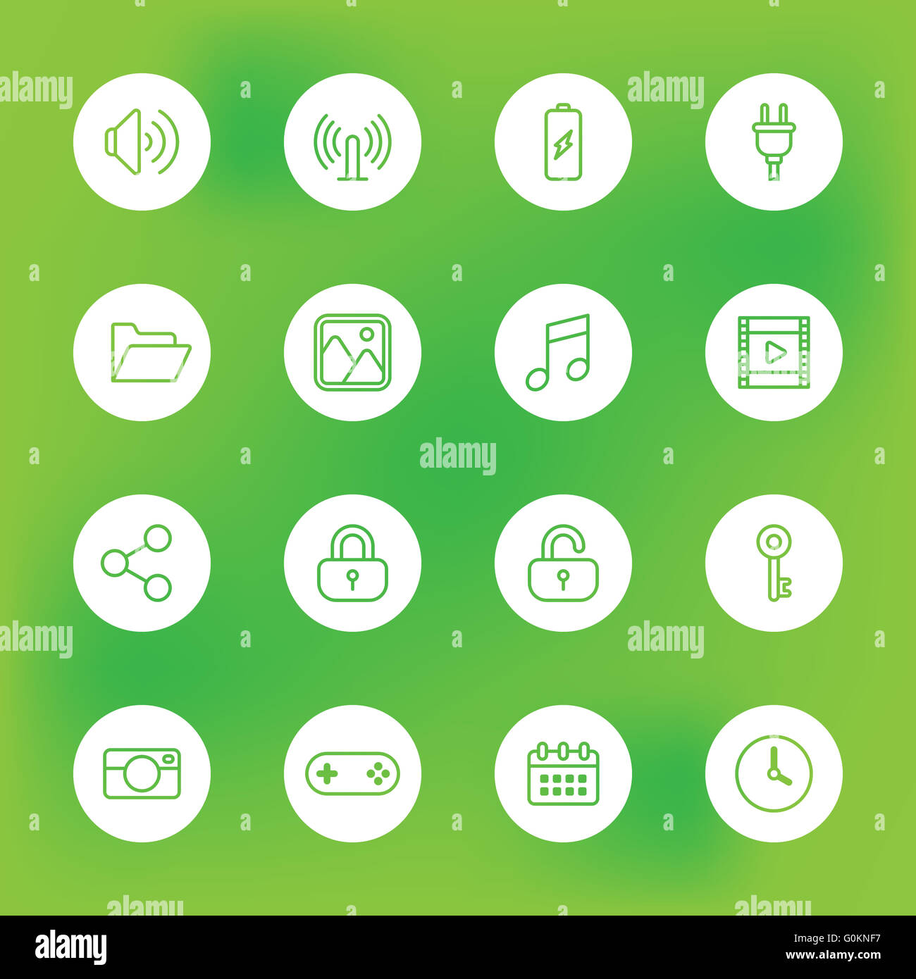 [JPEG] line web icon set on white circle for web, UI, infographic and ...