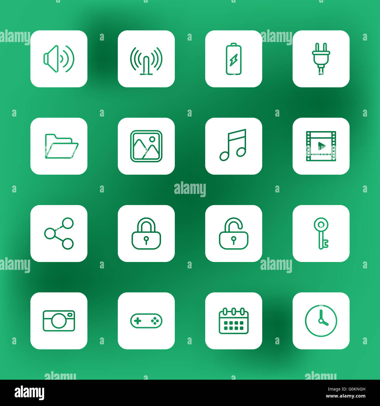 [JPEG] line web icon set on white rounded rectangle for web, UI ...