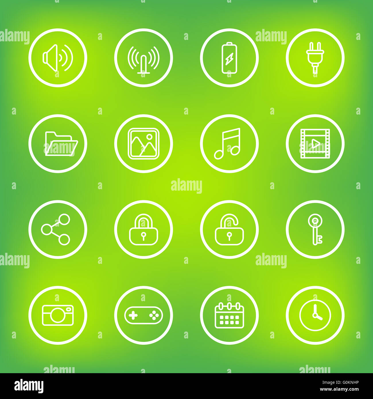 [JPEG] white line web icon set with circle frame for web, UI ...