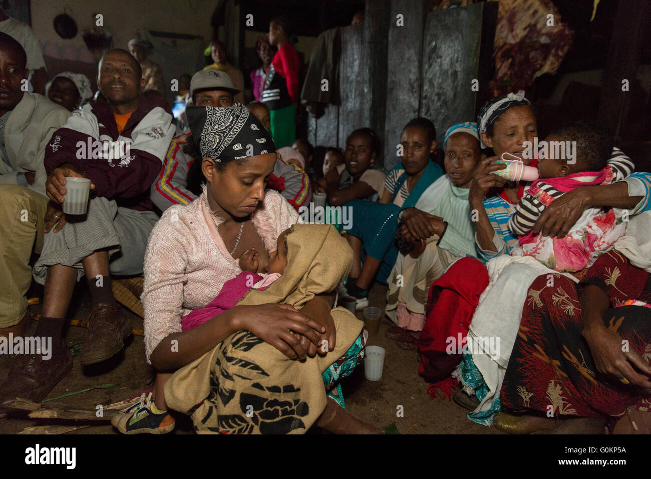 Gibi village, Gurage, Ethiopia, 6th October 2013 People gather for a ...