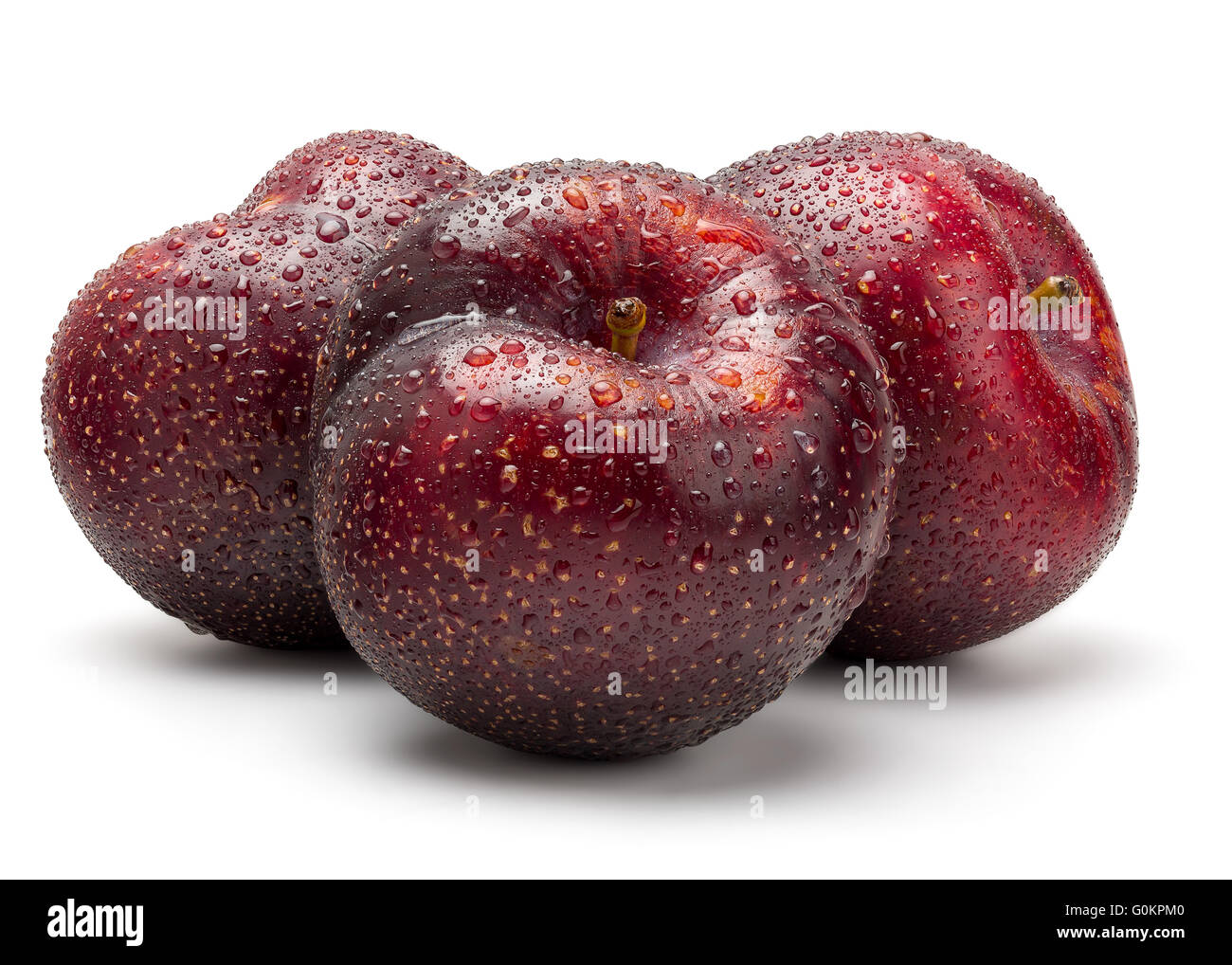 Perfect Fresh Red Plum Isolated on White Background in Full Depth of ...