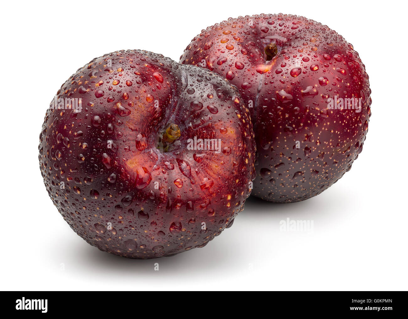 Perfect Fresh Red Plum Isolated on White Background in Full Depth of ...