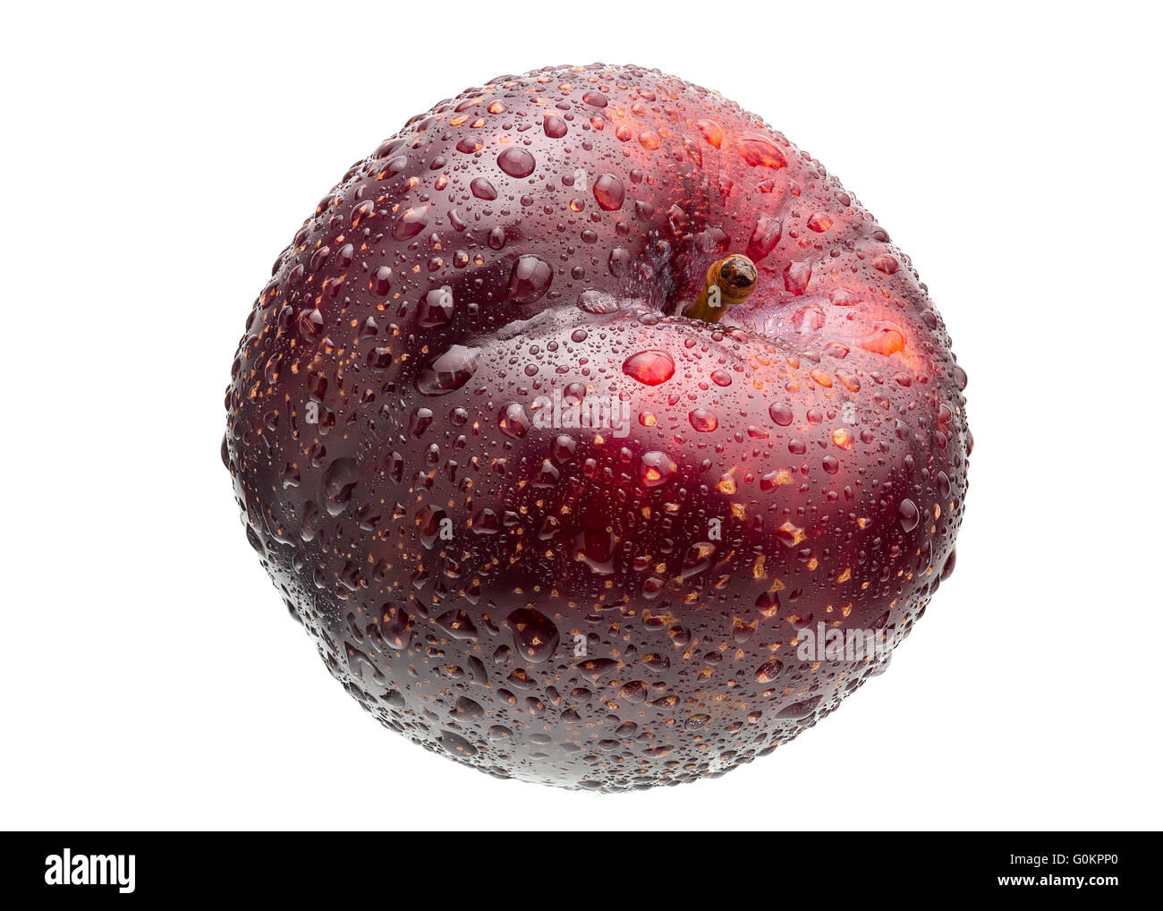 Perfect Fresh Red Plum Isolated on White Background in Full Depth of ...