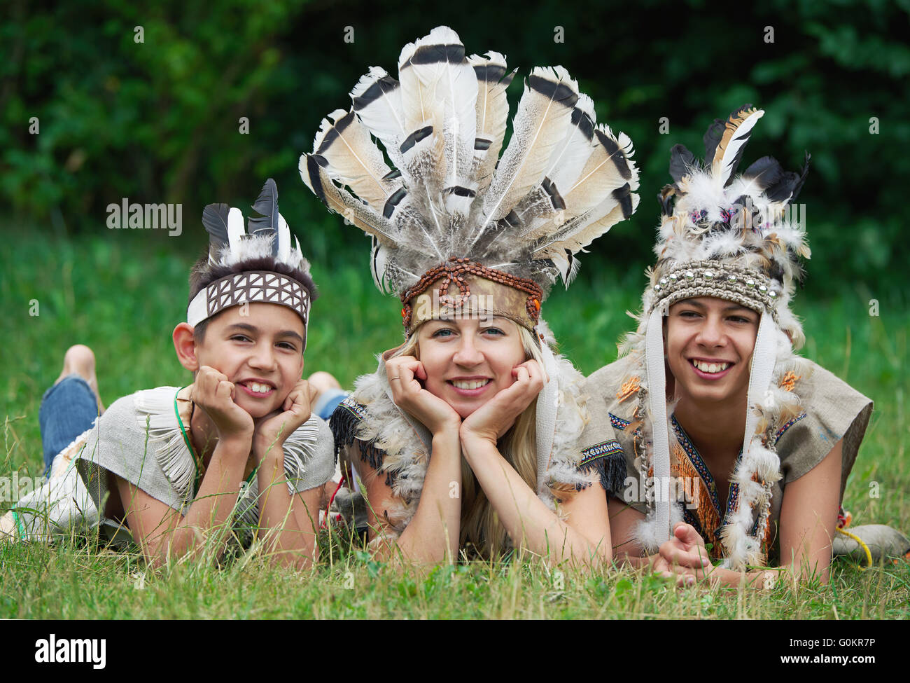 happy children playing native american Stock Photo - Alamy