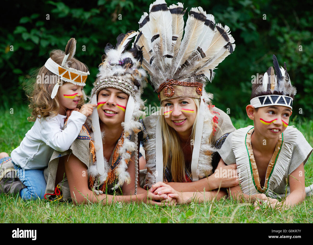 happy children playing native american Stock Photo - Alamy