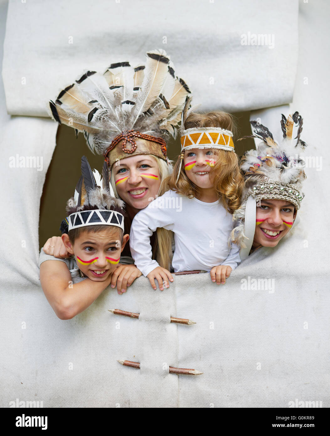 happy children playing native american Stock Photo - Alamy