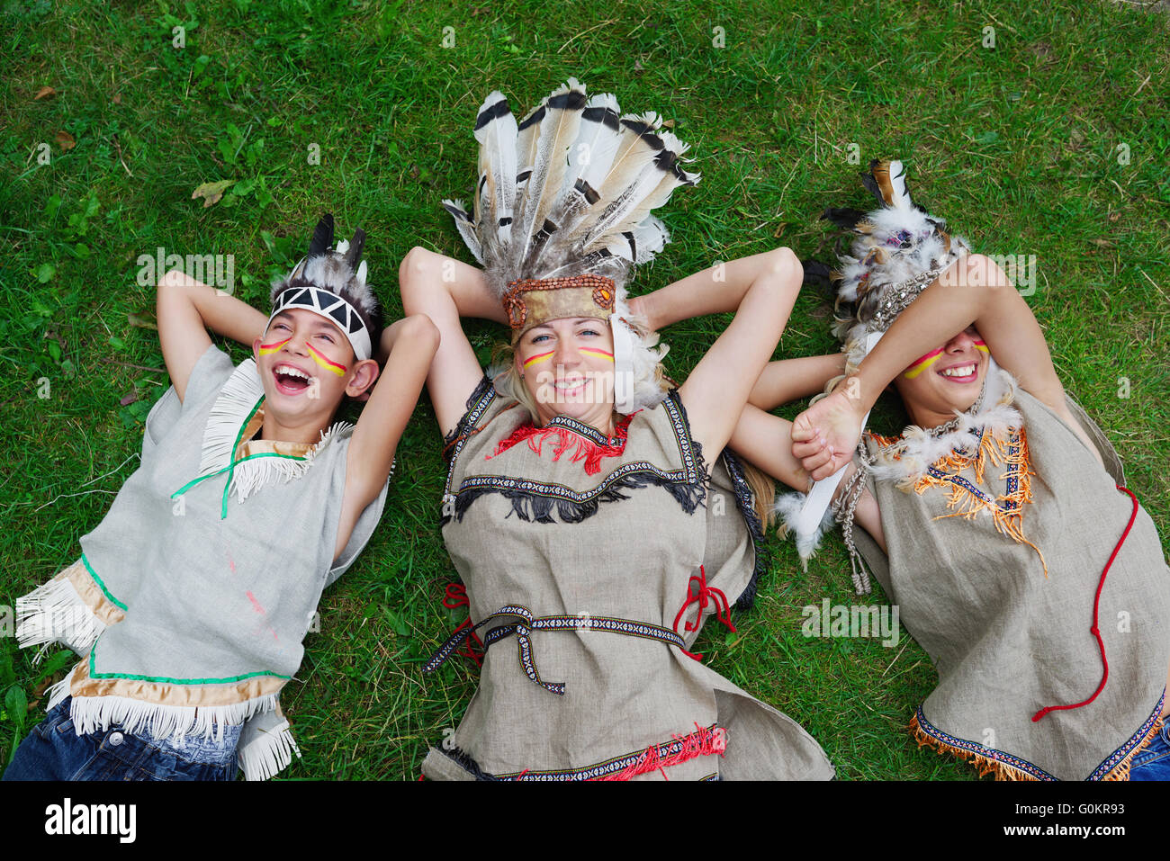 happy children playing native american Stock Photo - Alamy