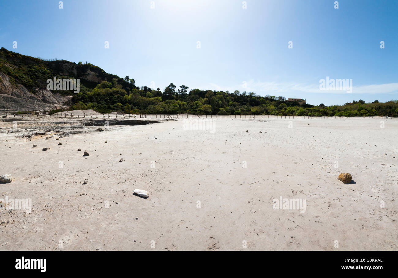 The landscape inside / of Solfatara volcano. Pozzuoli nr Naples Italy ...