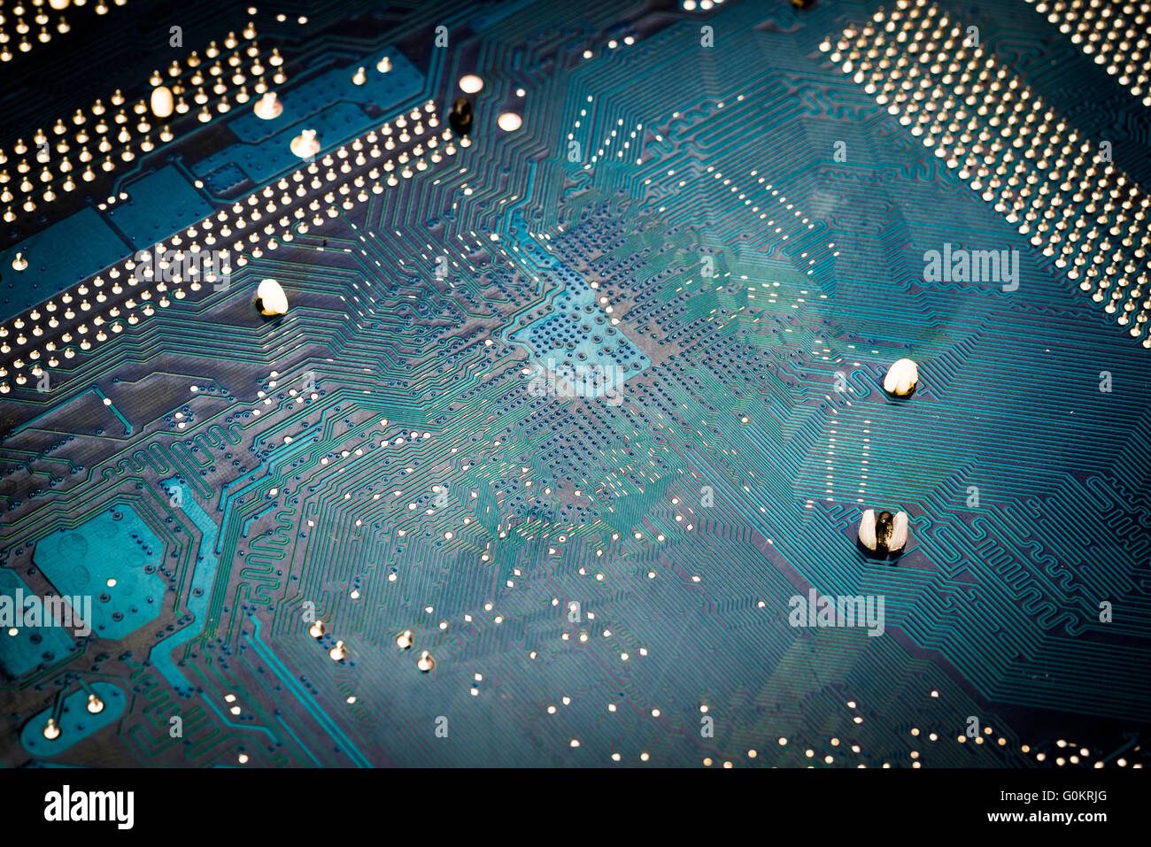 Electronic circuit board close up. Red PCB Stock Photo - Alamy