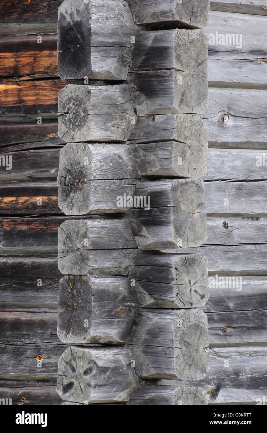 Architectural detail (wall and edge) of log house Stock Photo - Alamy