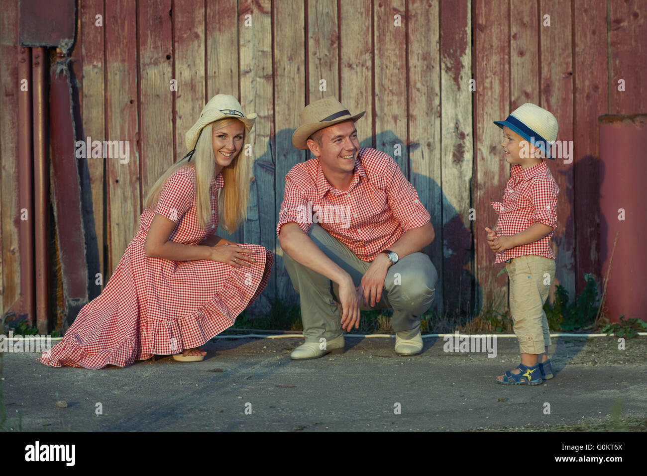 happy family in country style Stock Photo - Alamy