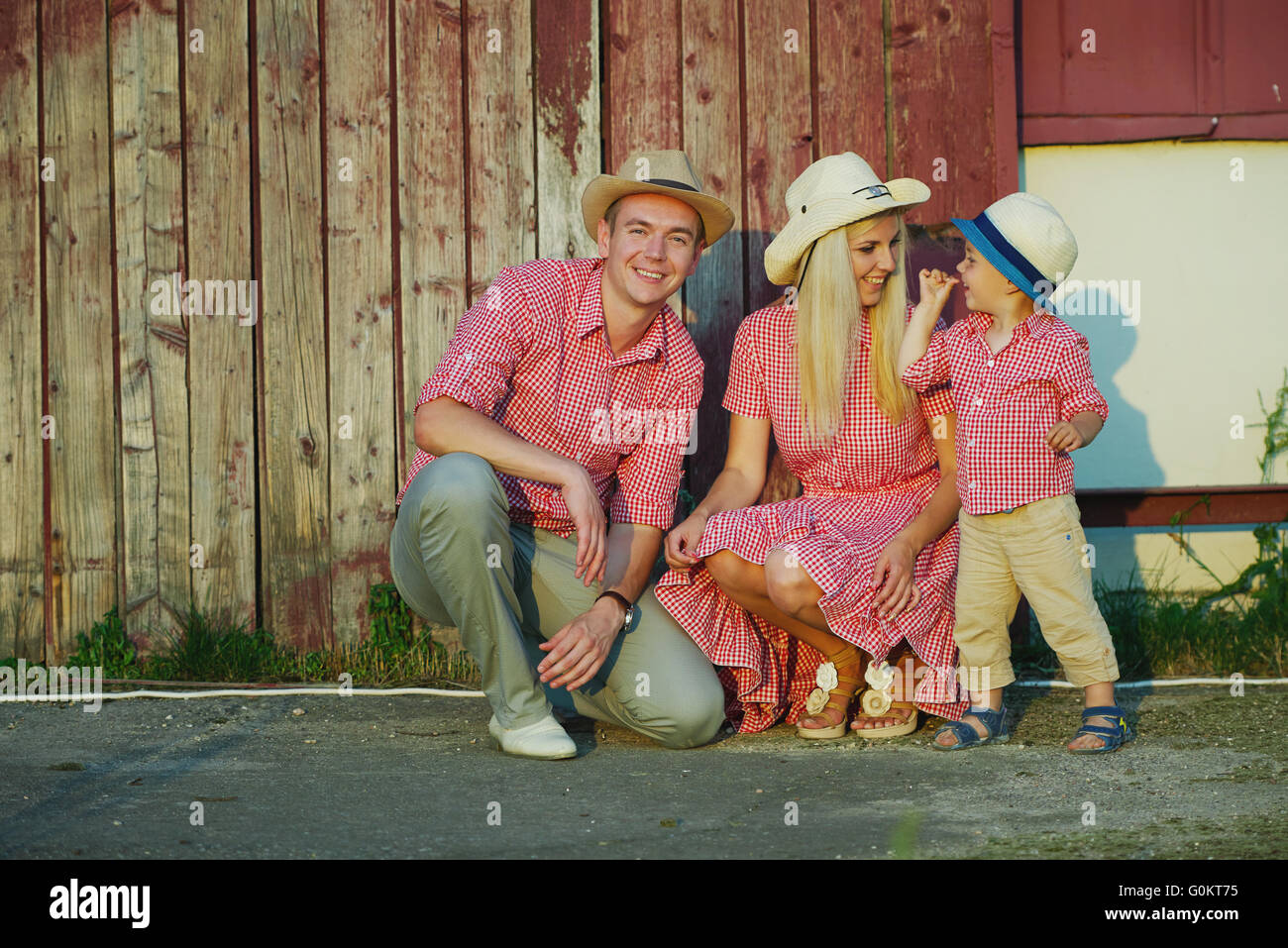 happy family in country style Stock Photo - Alamy