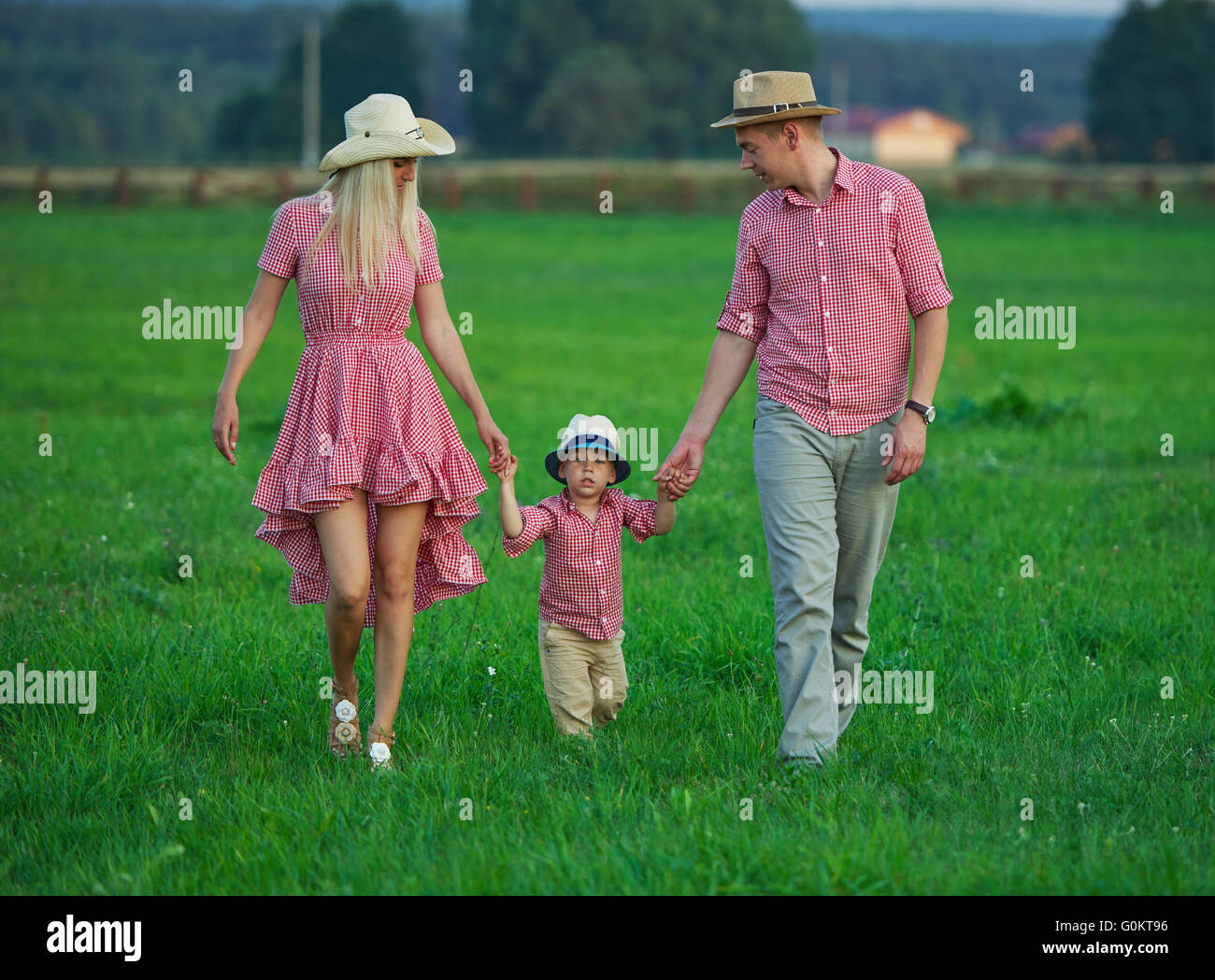 happy family in country style Stock Photo - Alamy