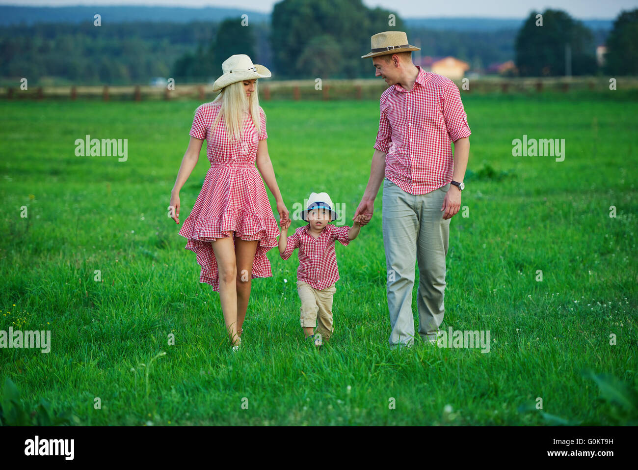 happy family in country style Stock Photo - Alamy