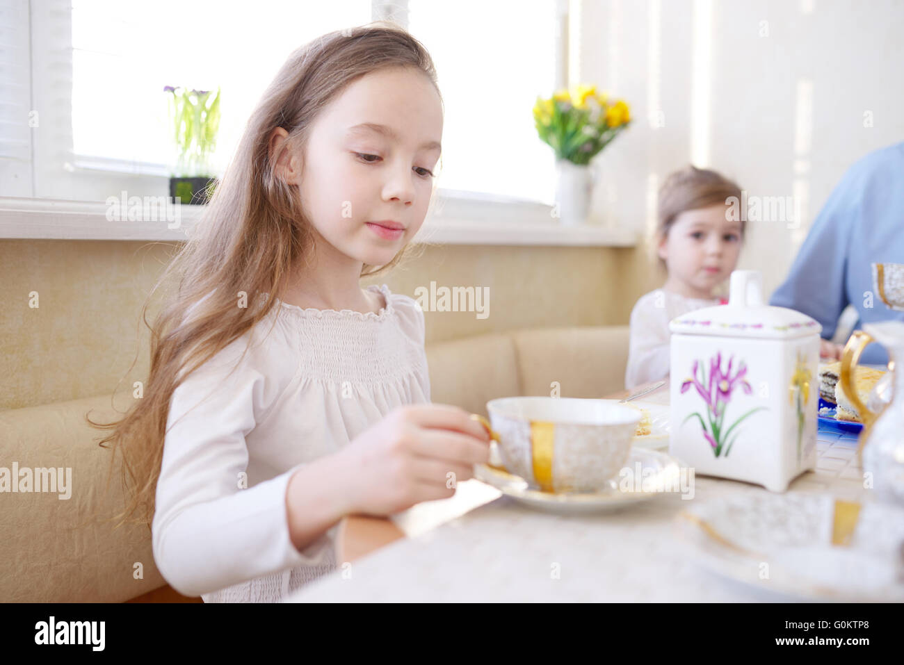 family has breakfast in the morning Stock Photo - Alamy