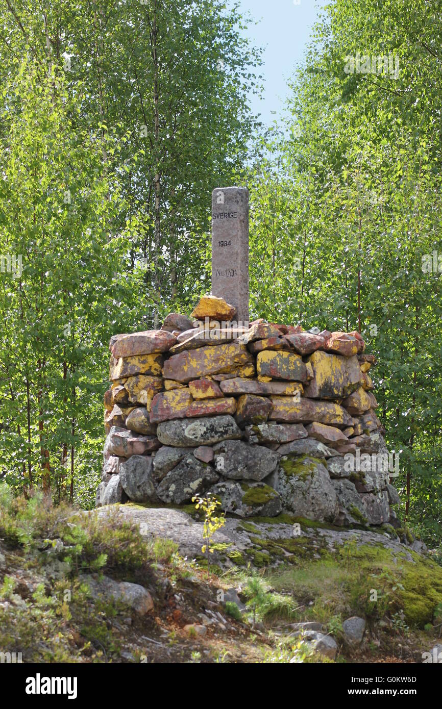 Landmark at the border of Sweden and Norway Stock Photo - Alamy