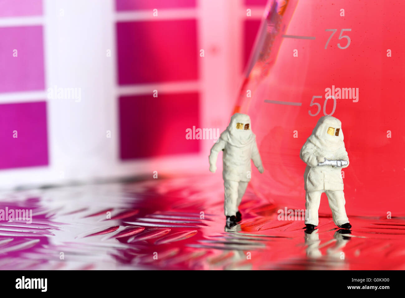 Hazardous chemical team with a laboratory glass flask Stock Photo - Alamy