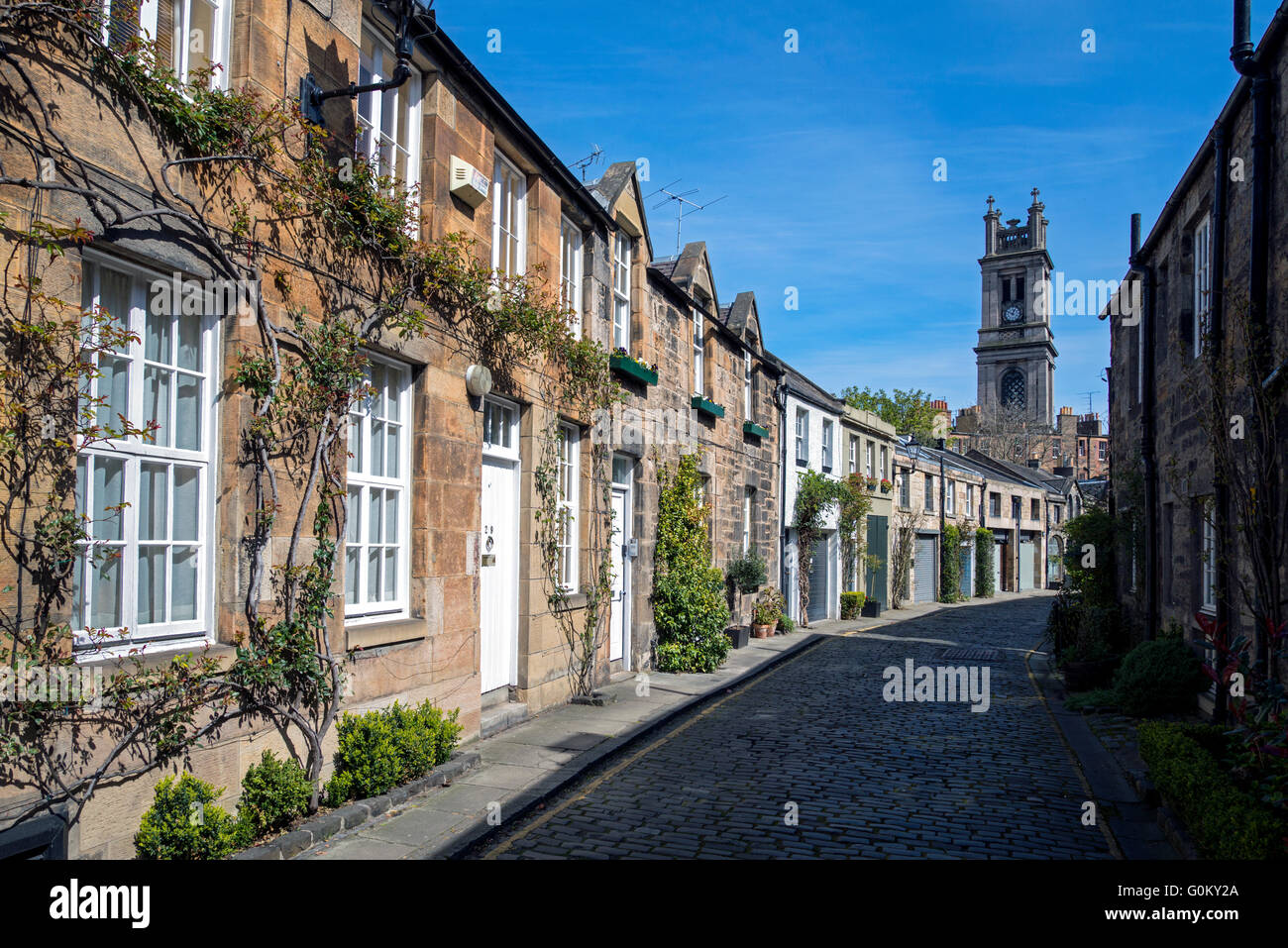 The view along Circus Lane looking towards St Stephen's Church in the ...