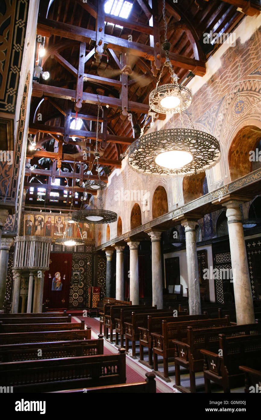 interior of church Saint Mary Virgin, El Muallaqa or Hanging Church ...