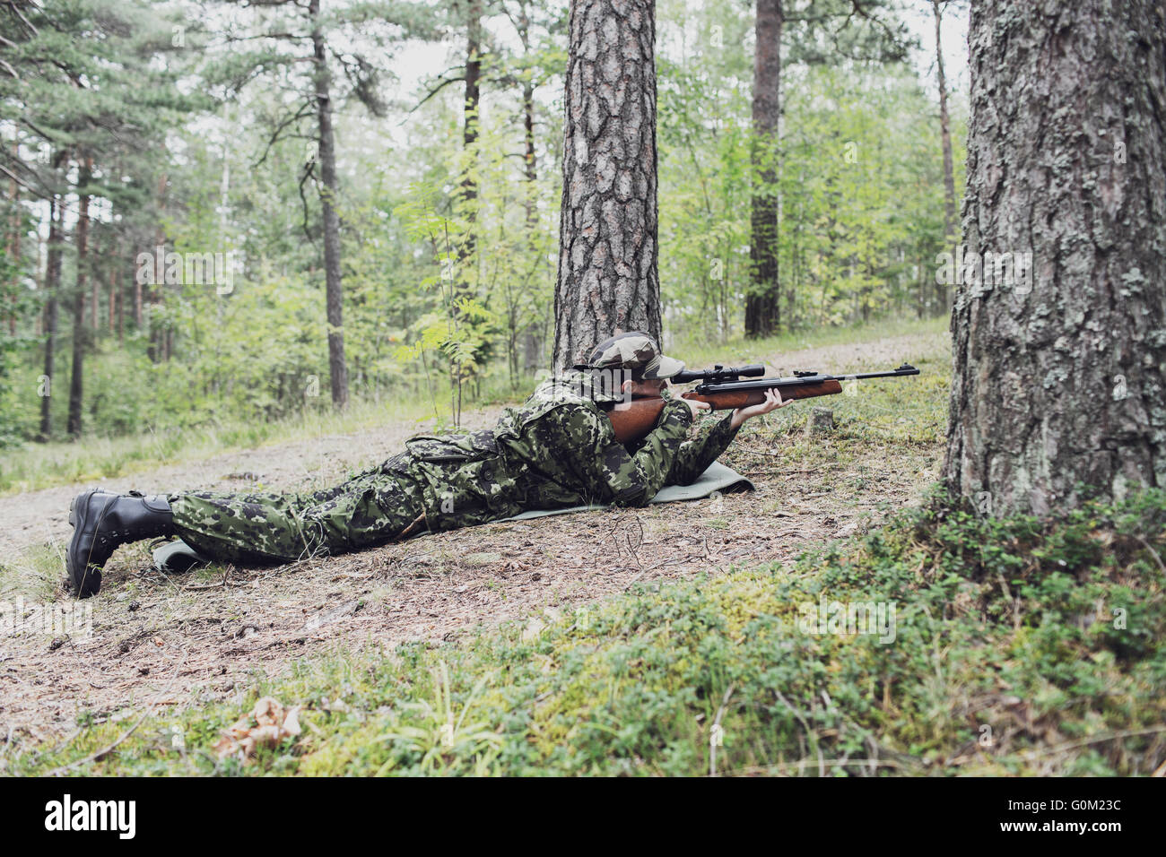 Hunter forest aim rifle hi-res stock photography and images - Alamy