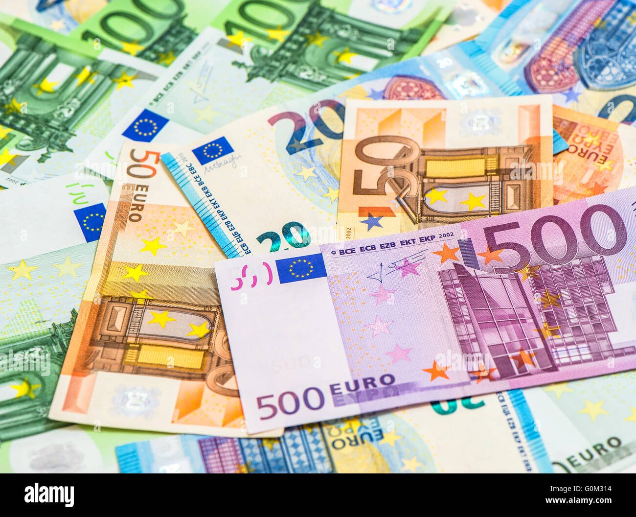 Money background. Closeup of Different Euro banknotes. Selective focus ...
