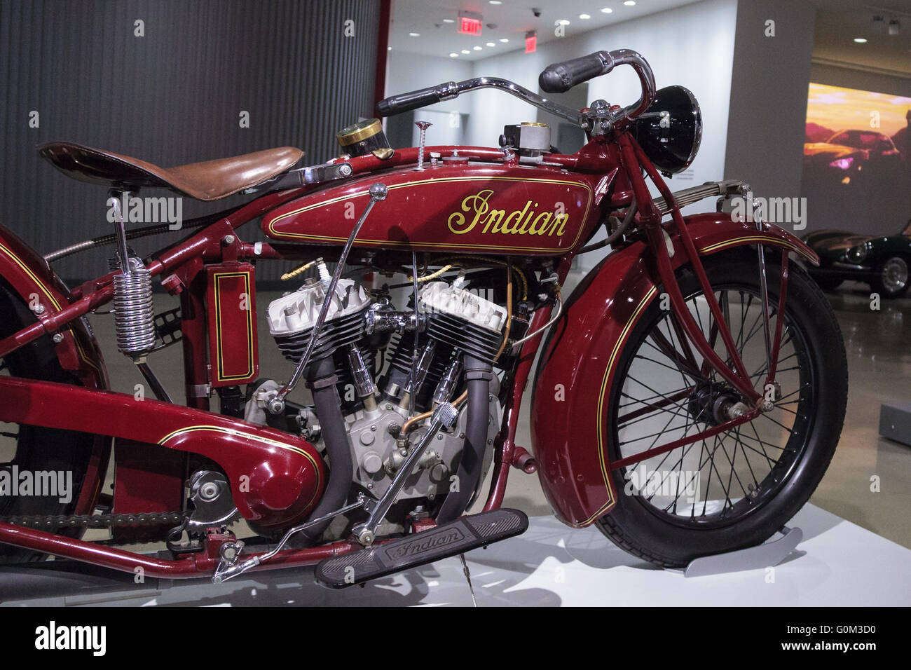 Los Angeles, CA, USA — April 16, 2016: 1927 Indian Big Chief Motorcycle formerly owned by Steve ...