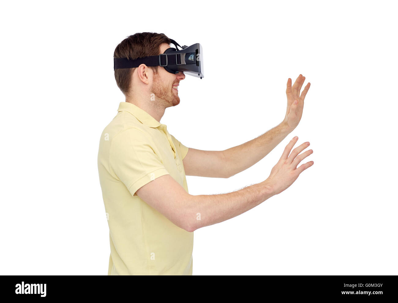 Man touching virtual 3d Cut Out Stock Images & Pictures - Alamy