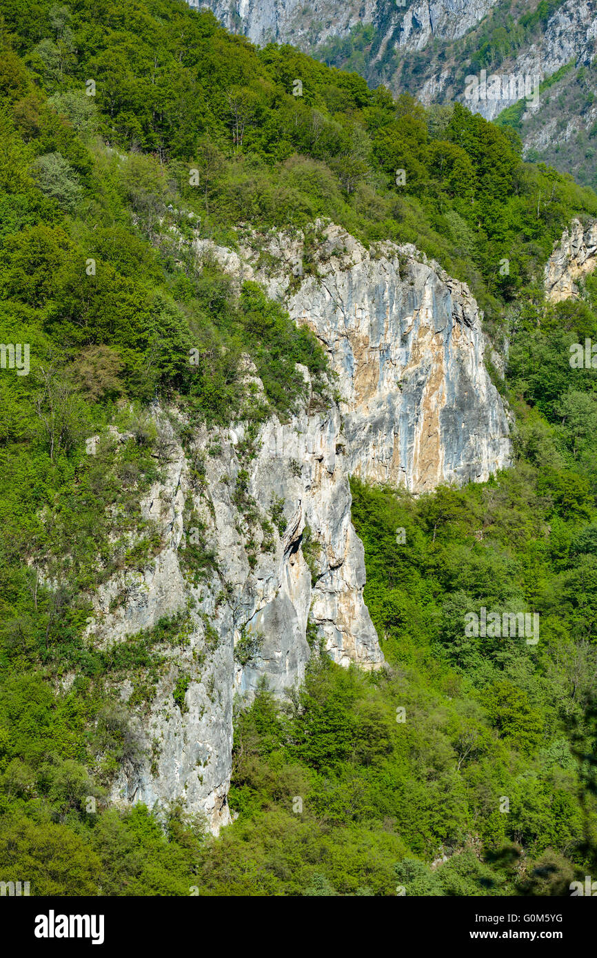 Landscape with limestone cliffs on mountain, geology subject Stock ...