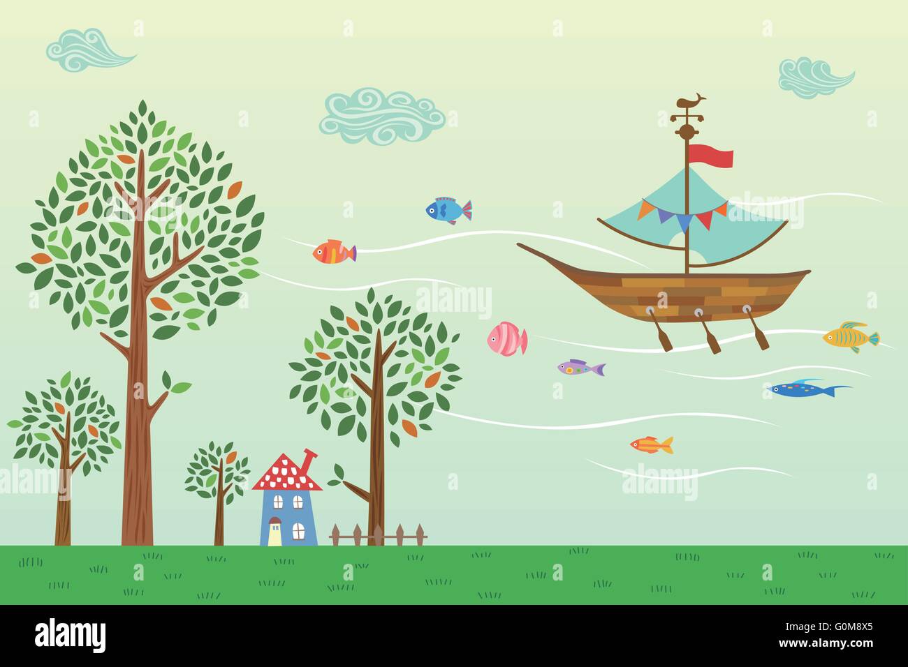 Fish wallpaper house Stock Vector Images - Alamy