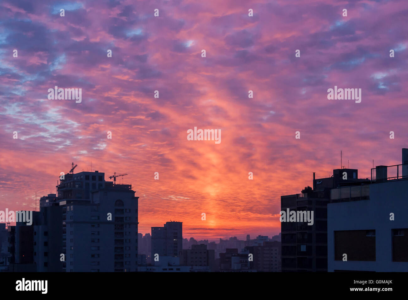 Beautiful color of the Sunrise in Sao Paulo, Brazil Stock Photo - Alamy