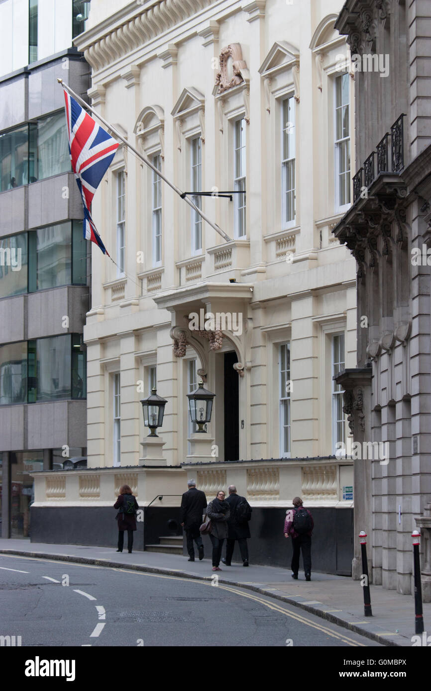 City of London Club, Old Broad Street, London, UK, flying the Union ...