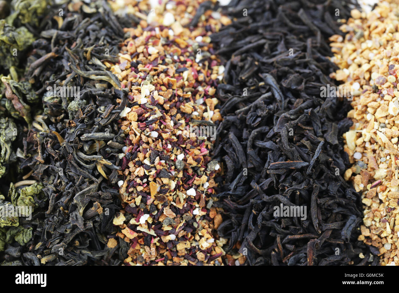 different varieties of dry tea (black, white, green Stock Photo - Alamy
